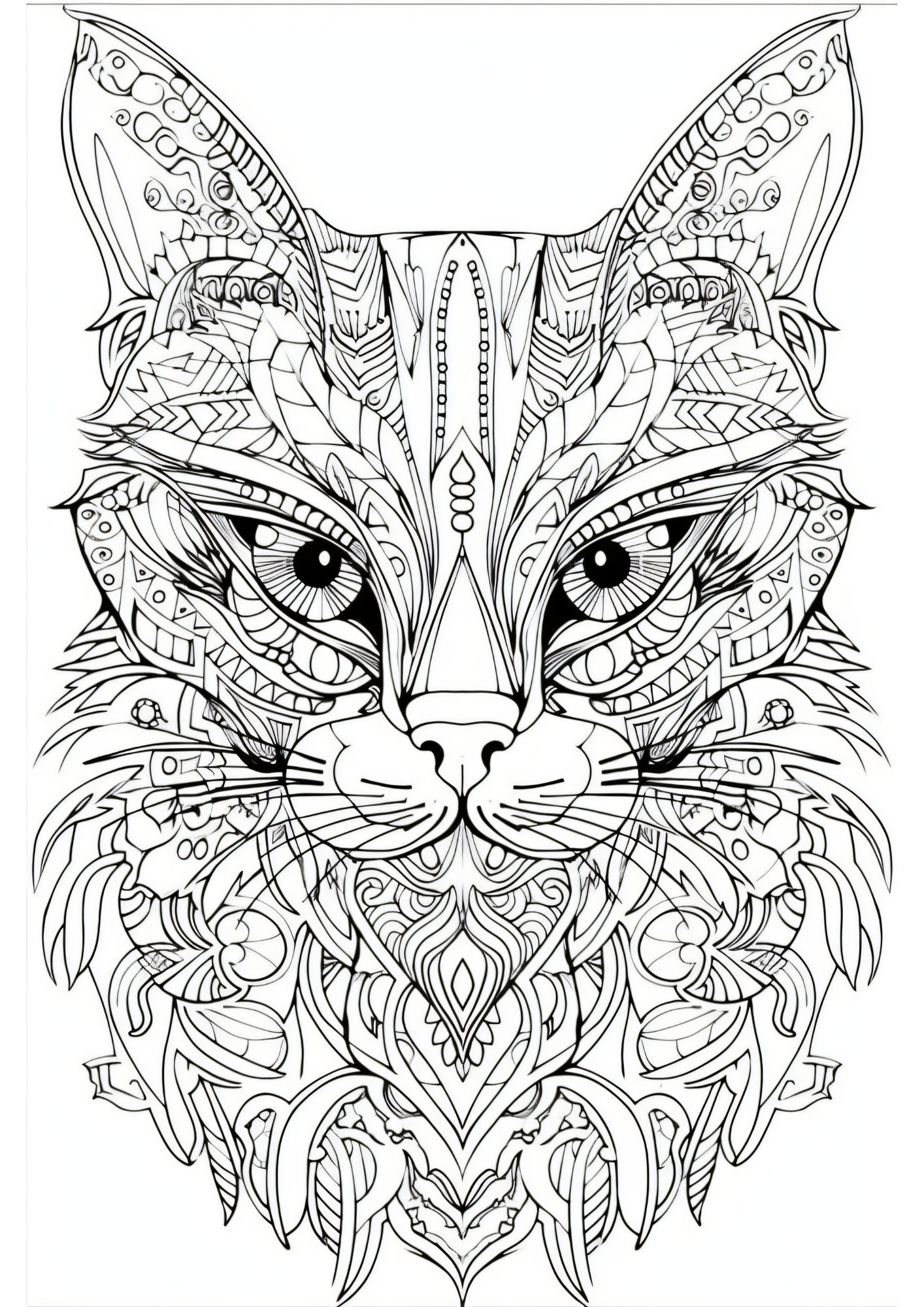 Adult Colouring Book Mandala Cats 50 Digital Coloring Pages (printable ...