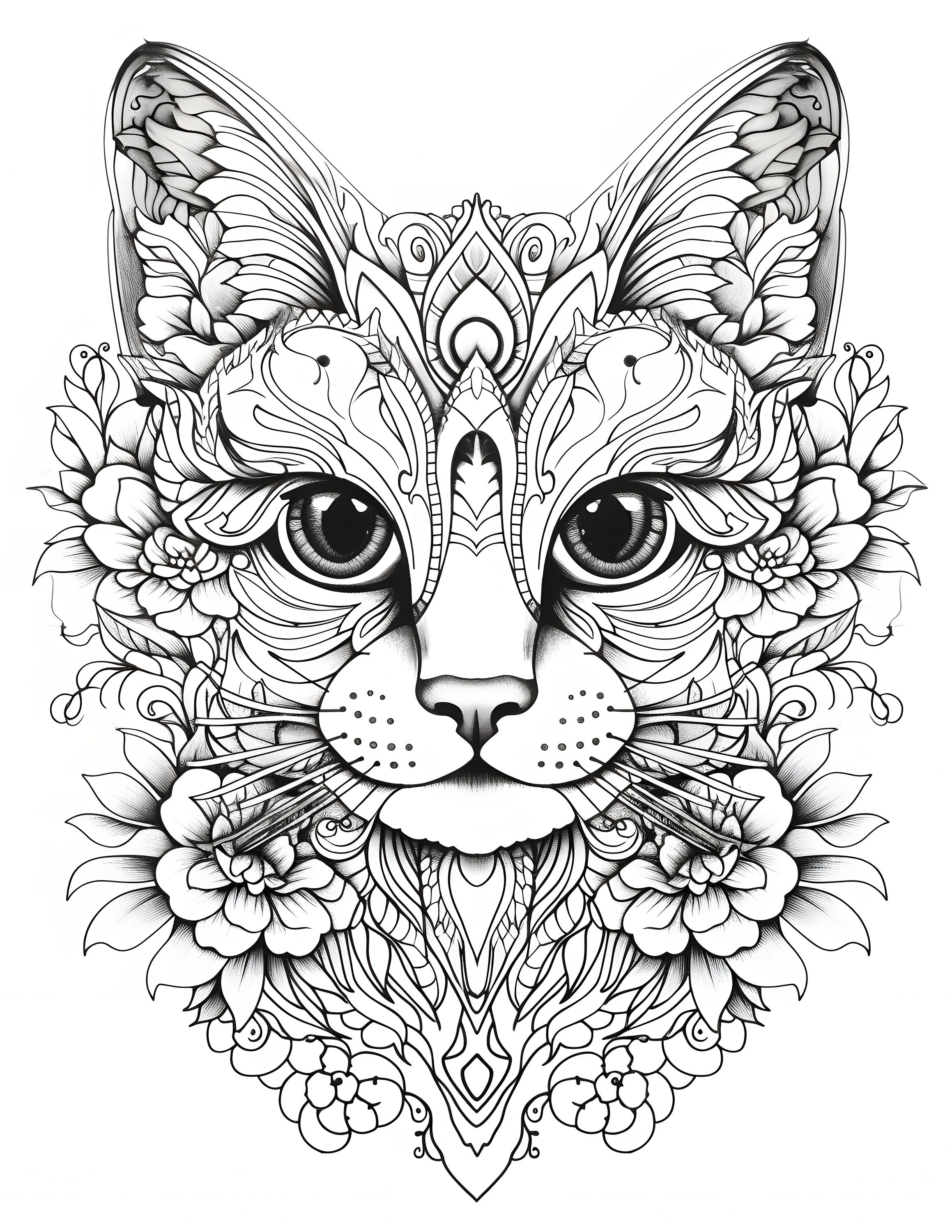 Adult Colouring Book Mandala Cats Vol 2 50 Digital Coloring Pages ...