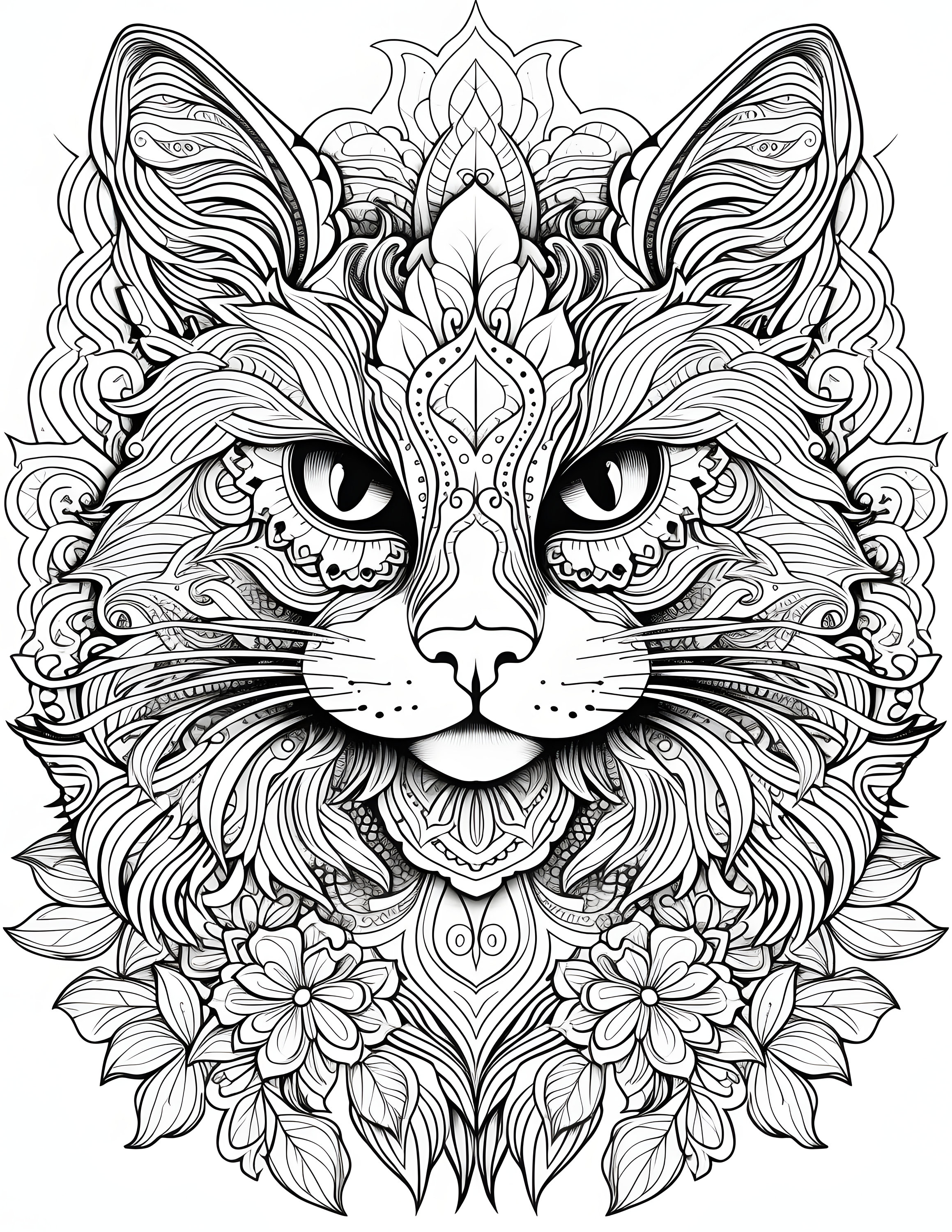 Adult Colouring Book Mandala Cats Vol 2 50 Digital Coloring Pages ...