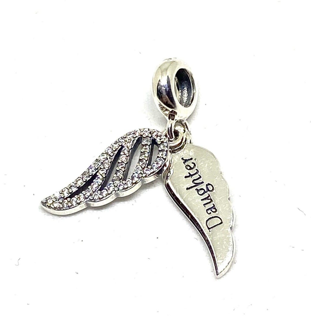 Sterling Silver 925 Sparkling Daughter Angel Wing Memorial Charm ...