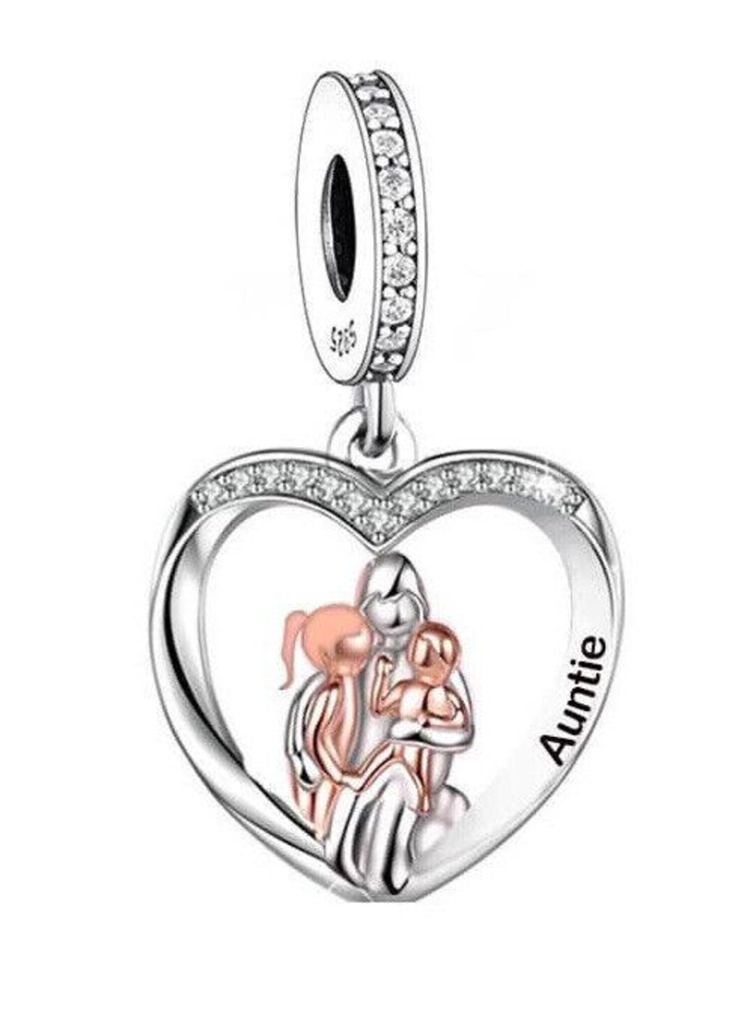 Auntie Hug Heart Charm 925 Sterling Silver Gift Niece Nephew for ...