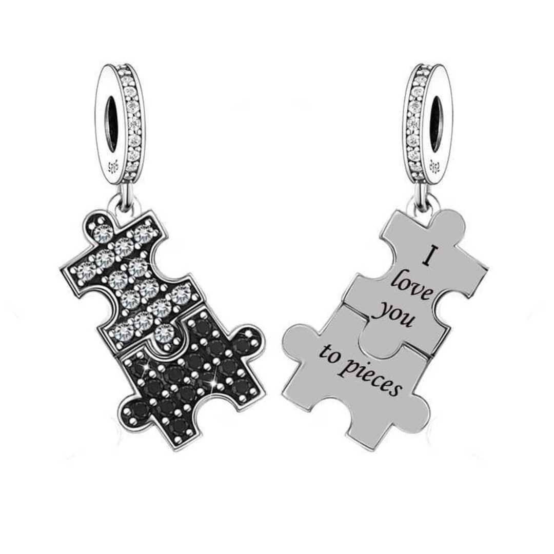 I Love You to Pieces Jigsaw Charm Genuine 925 Sterling Silver - Etsy