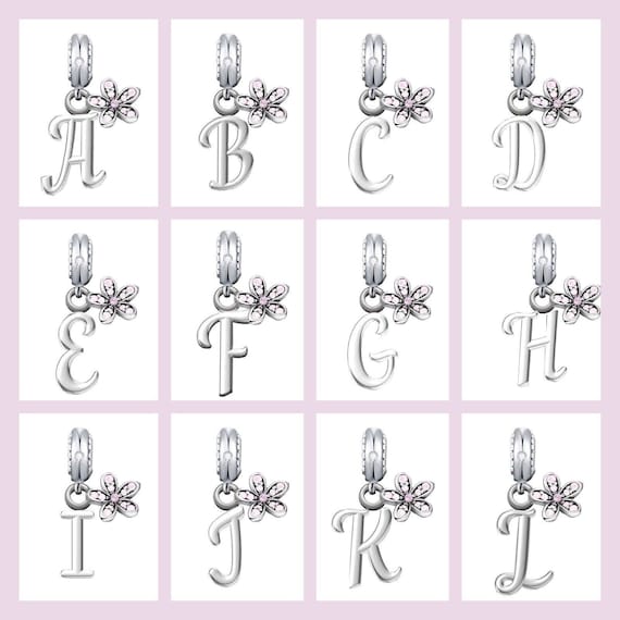 Letter O Name Initial Pink Daisy Flower Charm 925 Ste… - Gem