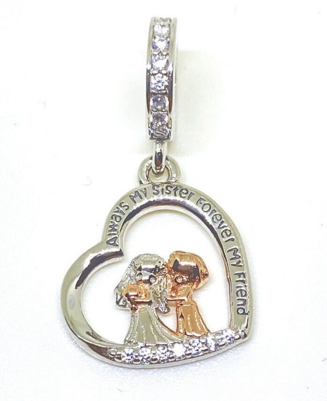 Always My Sister Forever My Friend Heart Charm Genuine 925 Sterling ...