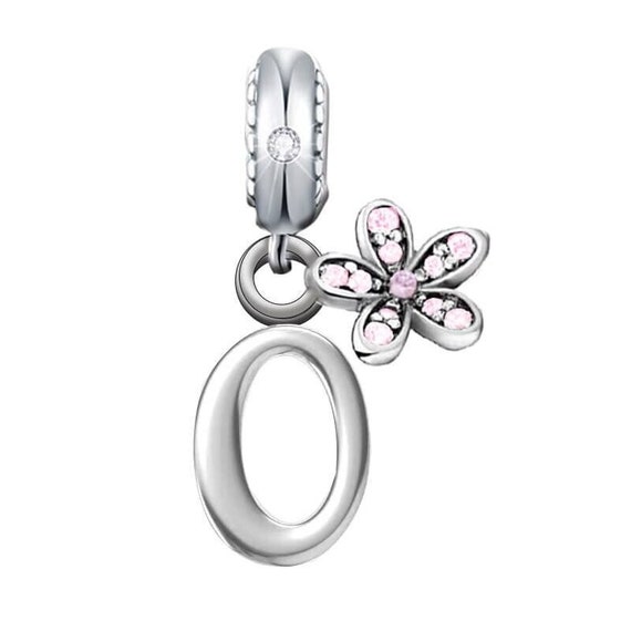 Letter O Name Initial Pink Daisy Flower Charm 925 Ste… - Gem