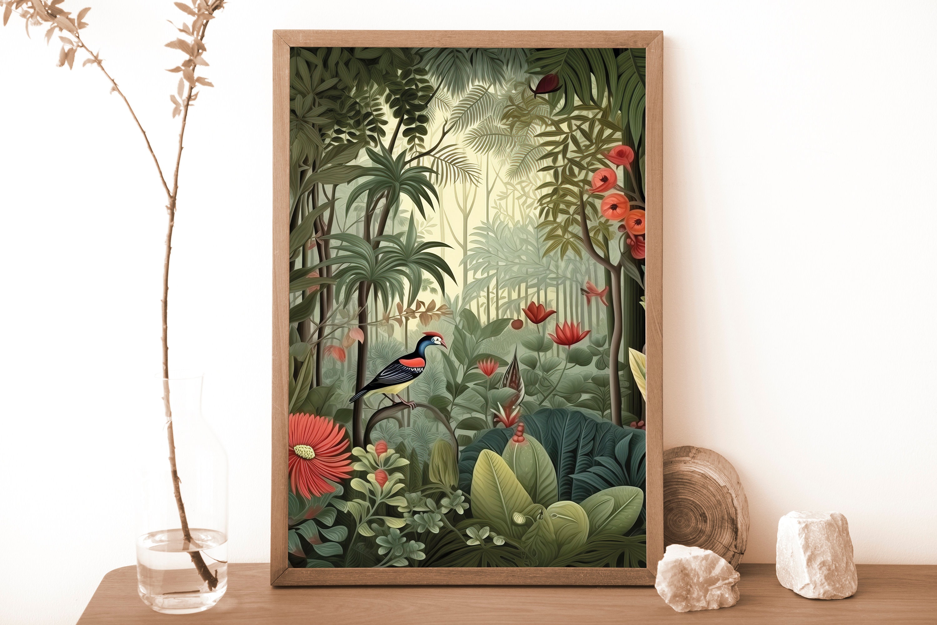 Henri Rousseau Style. Jungle Poster,. Botanical Print. Floral Wall Art ...