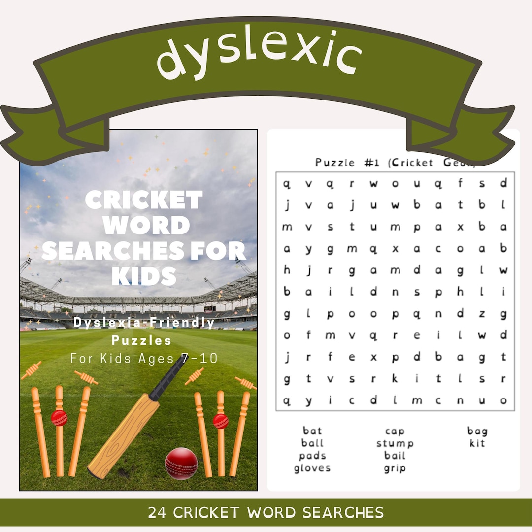 Dyslexic Cricket Word Search Puzzle Activity Pack, Football Puzzles ...