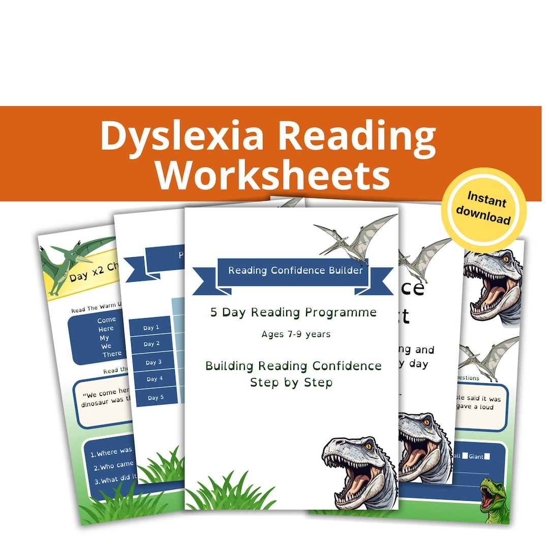 Dyslexia Reading Worksheets for Ages 7-9 | Dinosaur Themed Reading ...