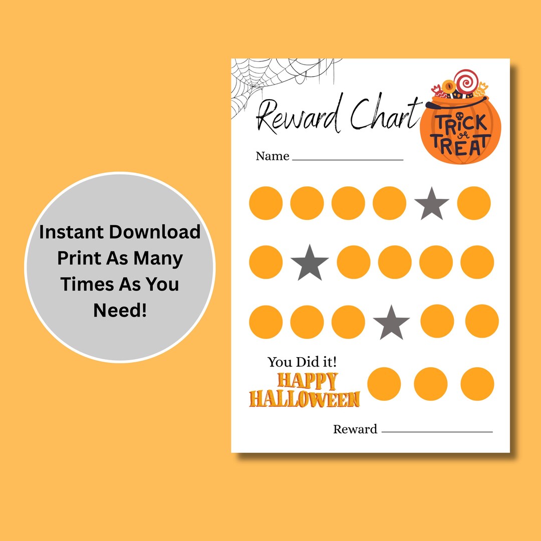 Halloween Reward Chart Printable , Boys and Girls Behavior Tracker A4 ...
