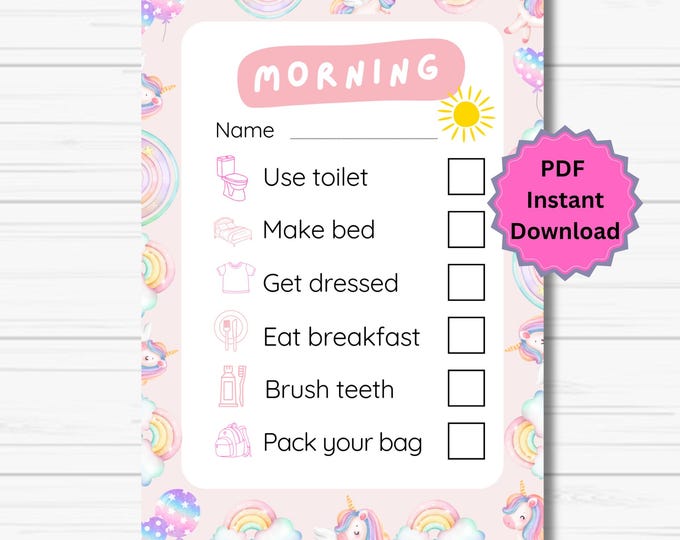 Kids Evening Routine Chart/ Kids Morning Routine Chart/ Bedtime Routine ...