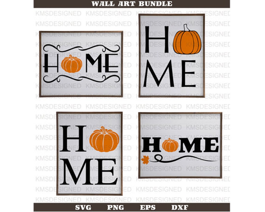 Home Pumpkin SVG, Fall Wall Sign SVG Bundle, Home Script, Fall Sign ...