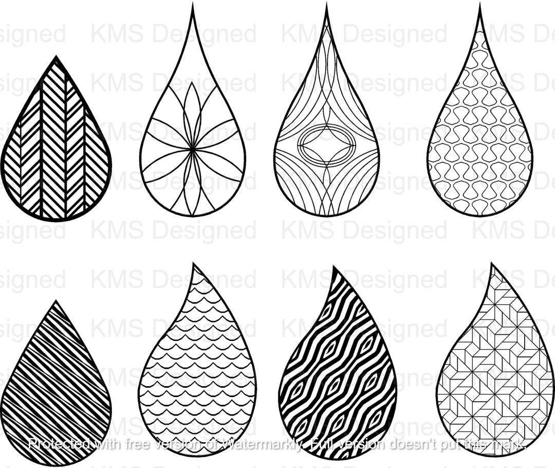 Raindrops SVG, Spring SVG, Patterned Raindrops, Instant Digital ...