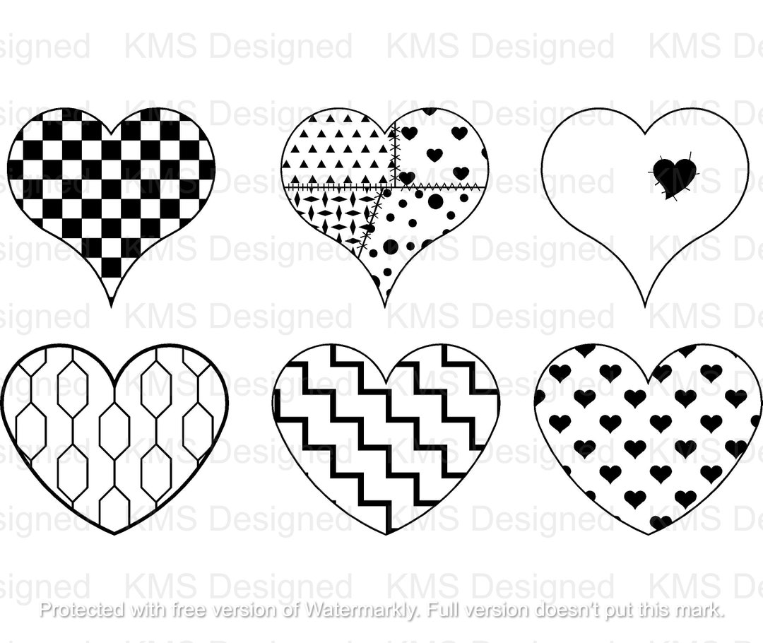 Hearts SVG, Pattern, Patchwork Hearts, Patterned Hearts, Hearts, Zig ...