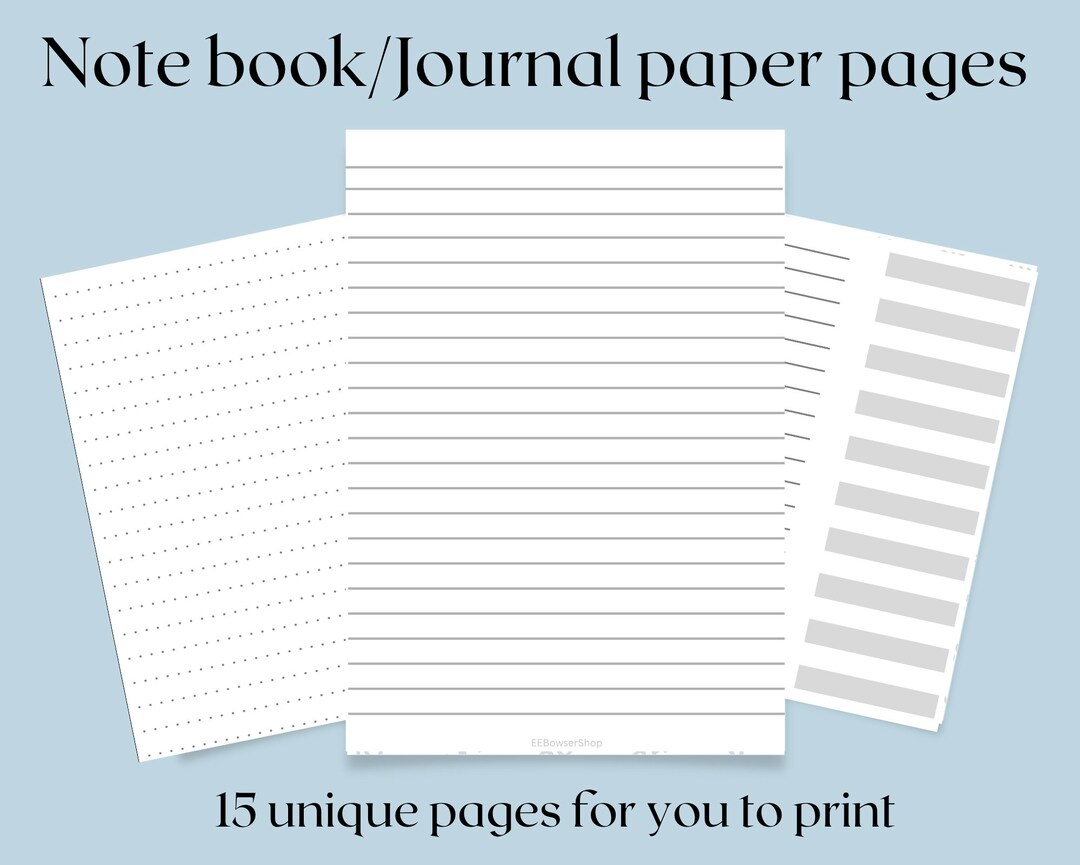 Notebook/ Journal Printable Pages, A4 Size, With 15 Unique Pages. - Etsy