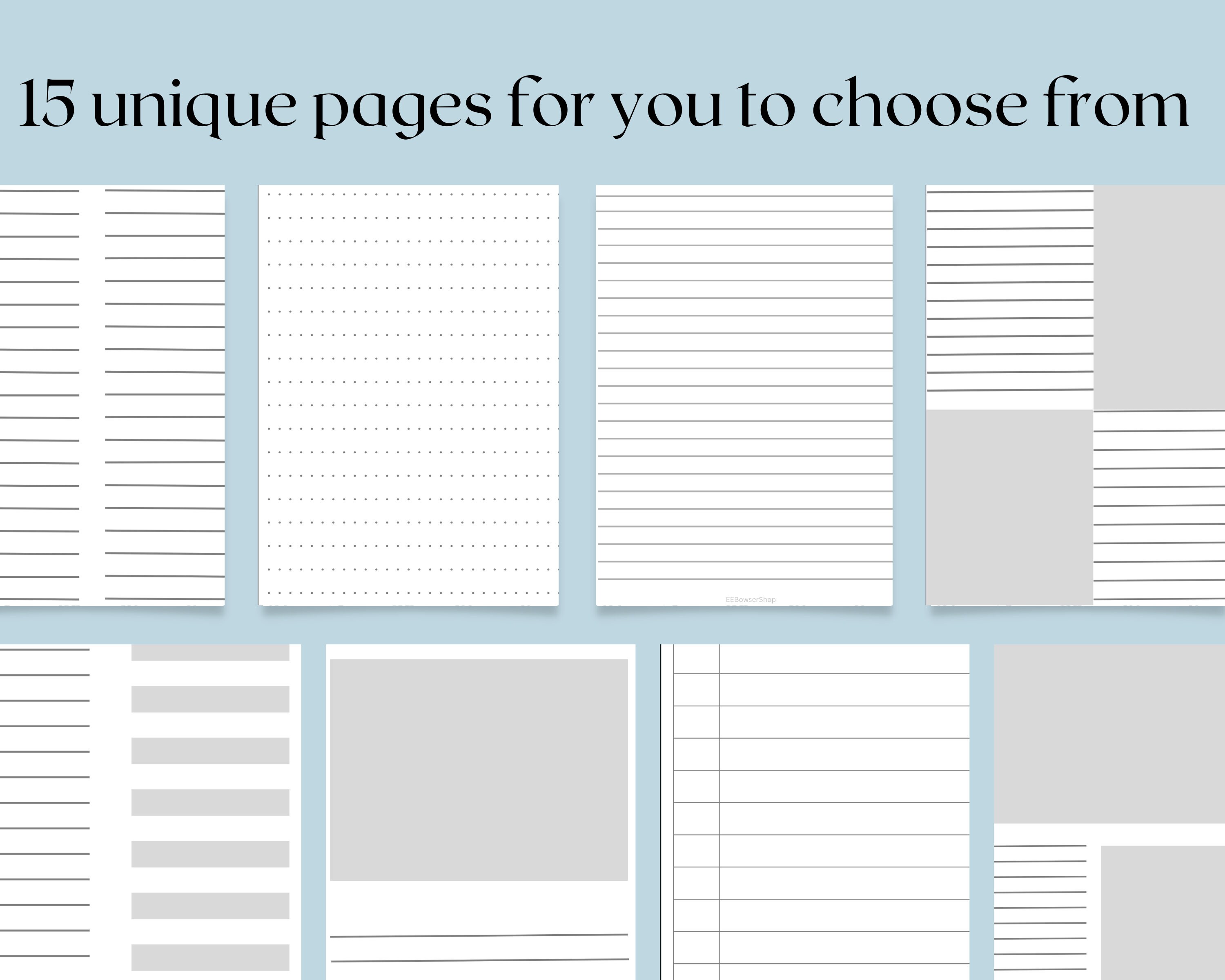 Notebook/ Journal Printable Pages, A4 Size, With 15 Unique Pages. - Etsy UK
