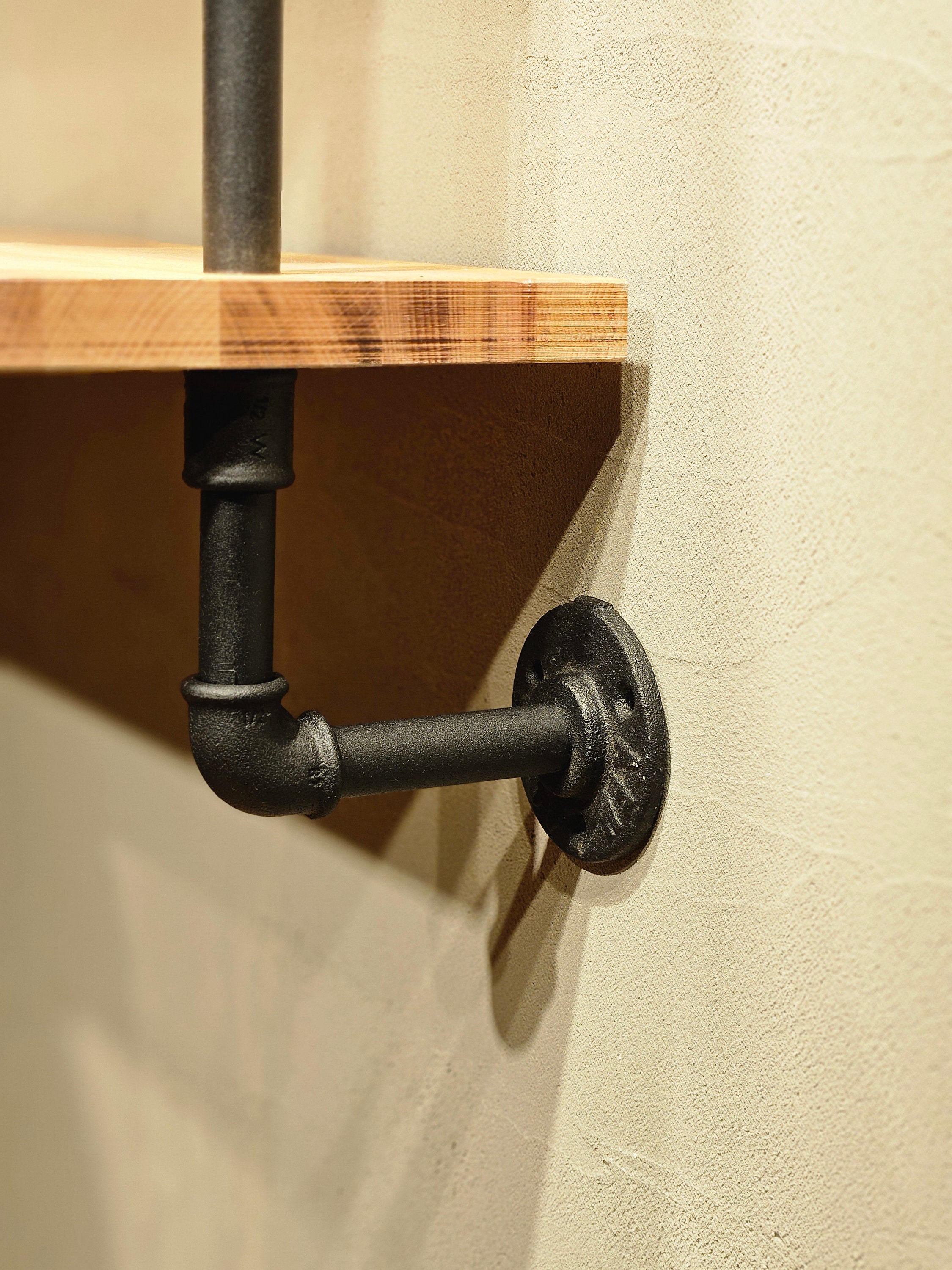 Industrial Solid Wood Pipe Bookshelves, Rustic Pipe Wall Mounted ...