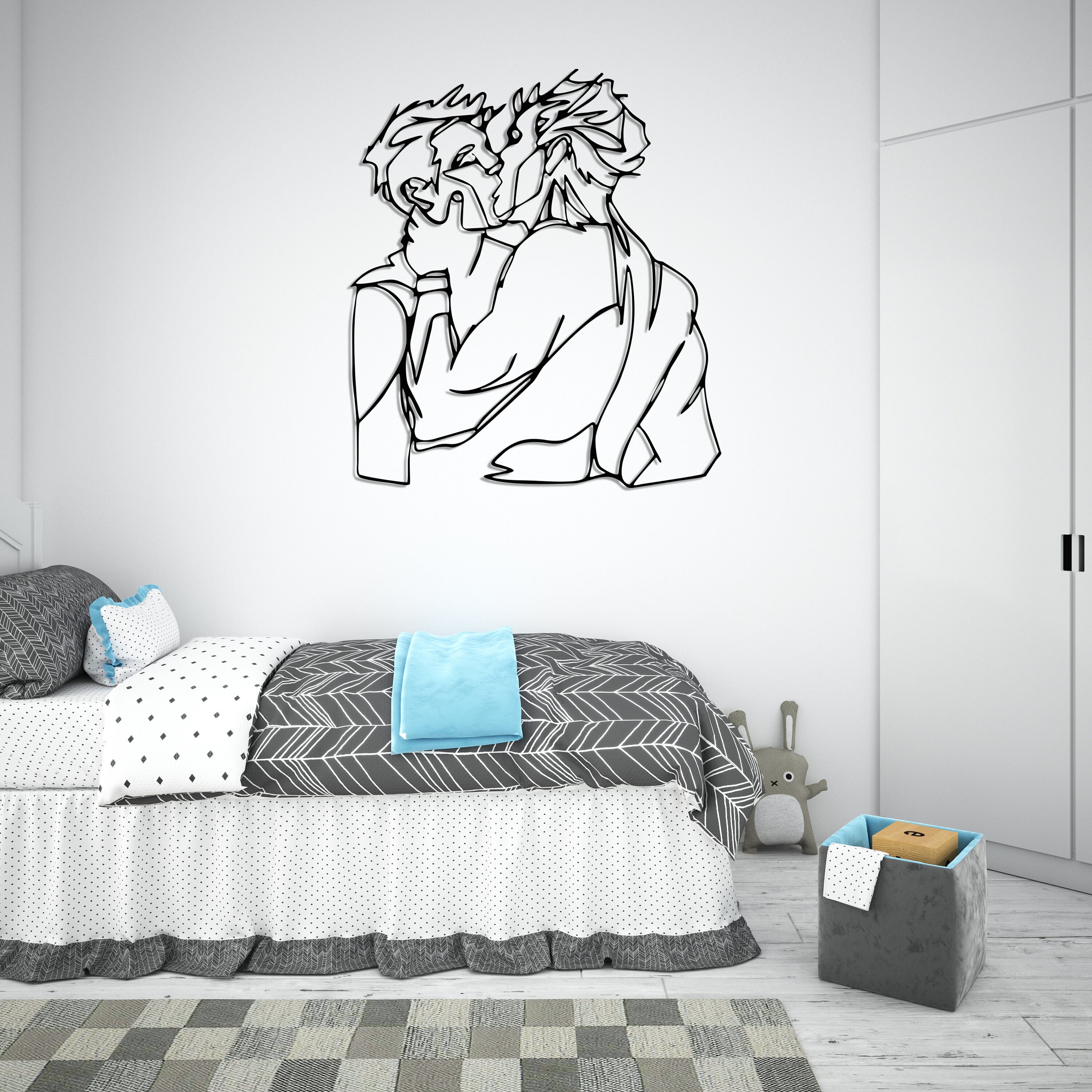 Gay Metal Wall Decor Modern Masculine Men Kissing Wall Art - Etsy