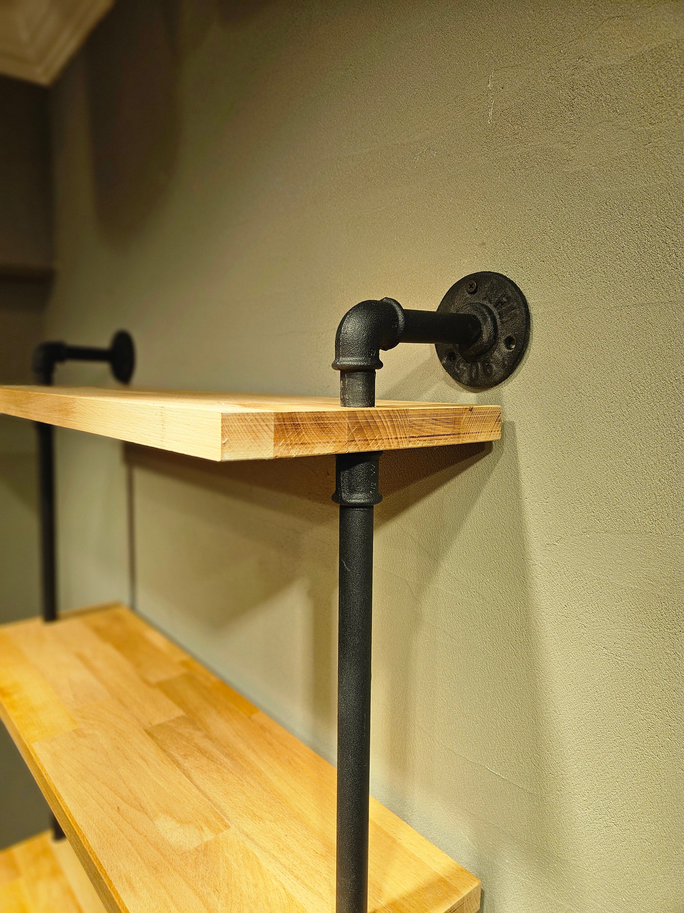 Industrial Solid Wood Pipe Bookshelves, Rustic Pipe Wall Mounted ...