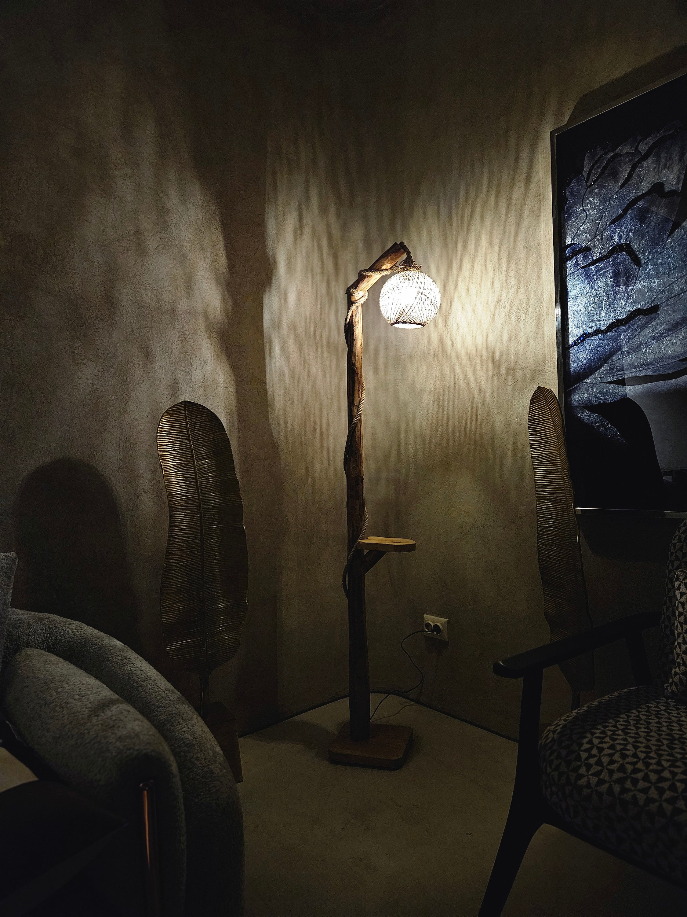 Alaska House Style Floor Lamp, Wood Floor Lamp, Rustic Lampshade, Tree ...