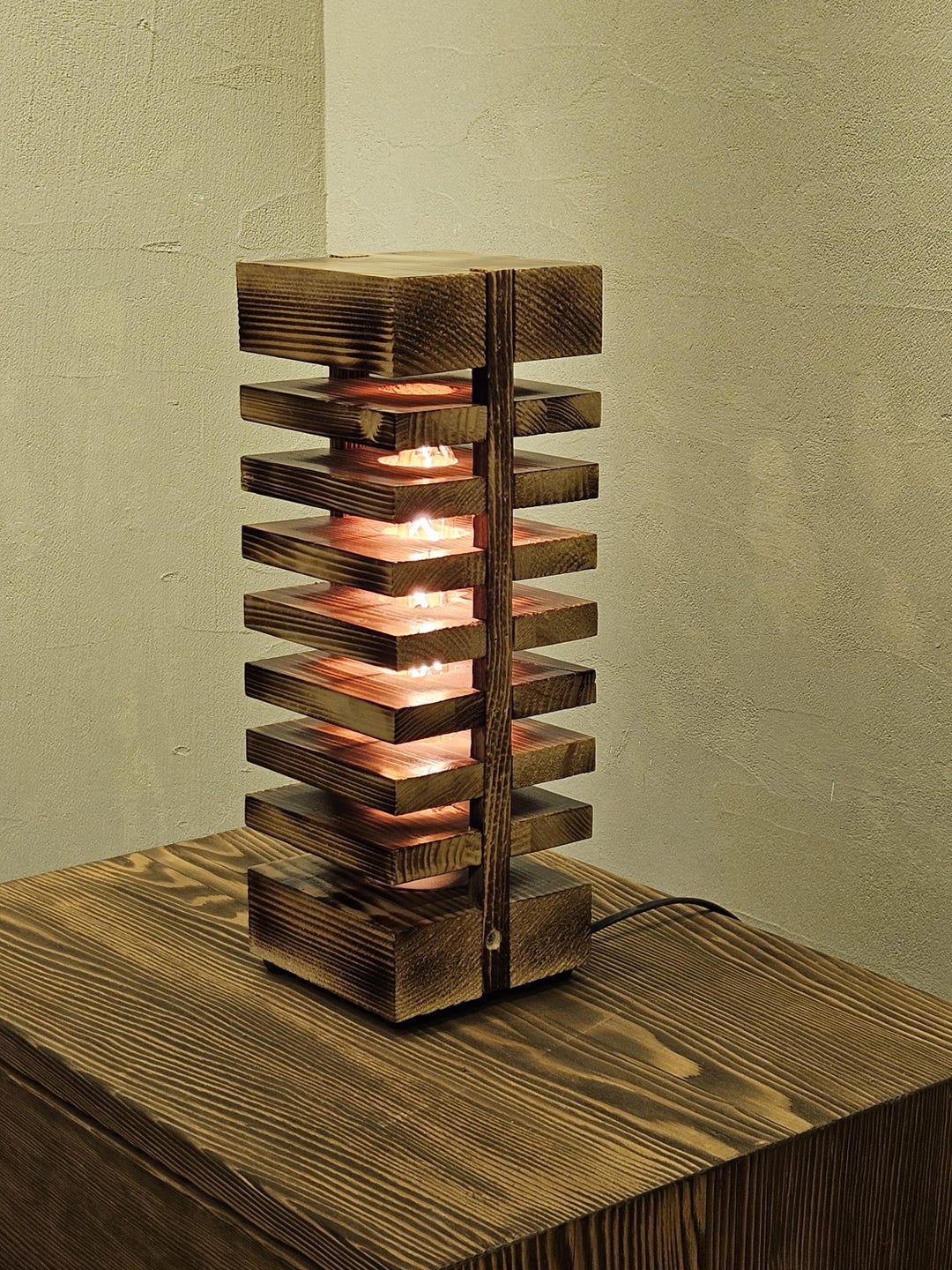 Alaska Style Desk Lamp, Table Lamp, Brown Wooden Table Lamp , Bedside ...