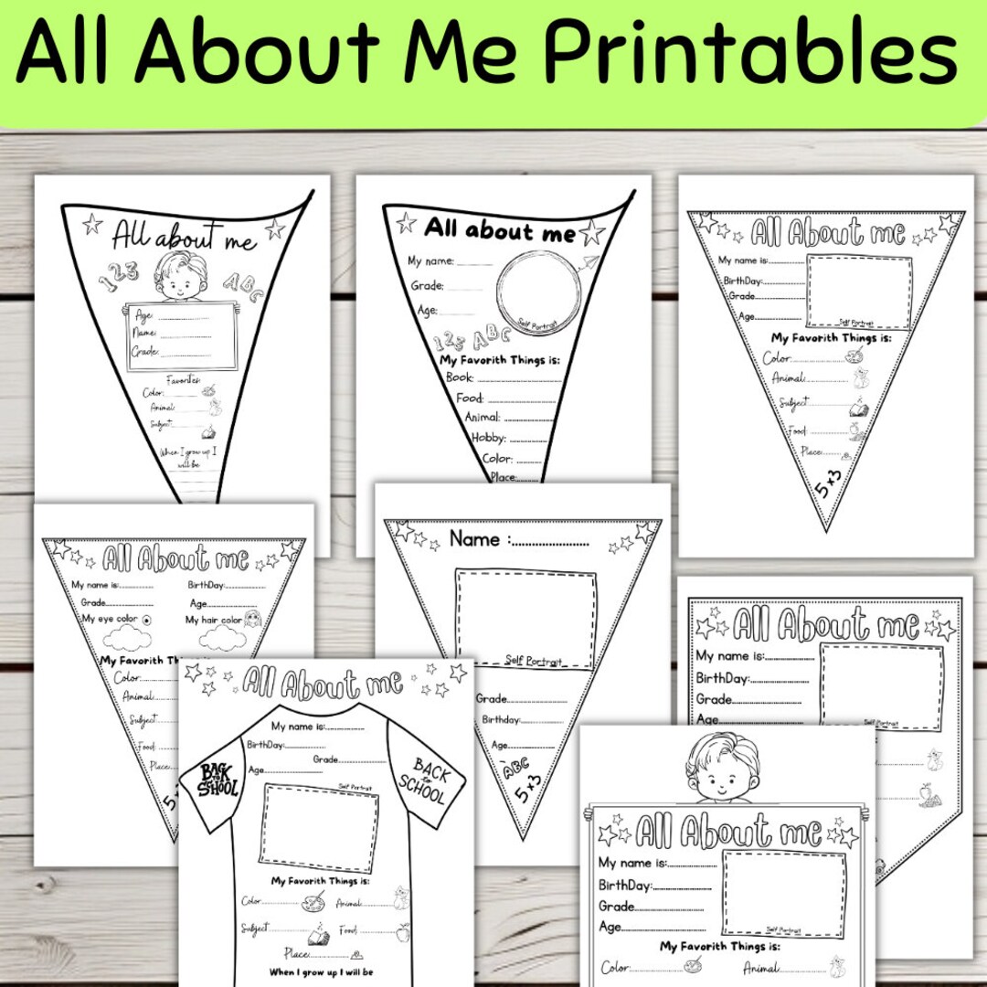 Back to School All About Me Pennant Printable Student Banner - Etsy