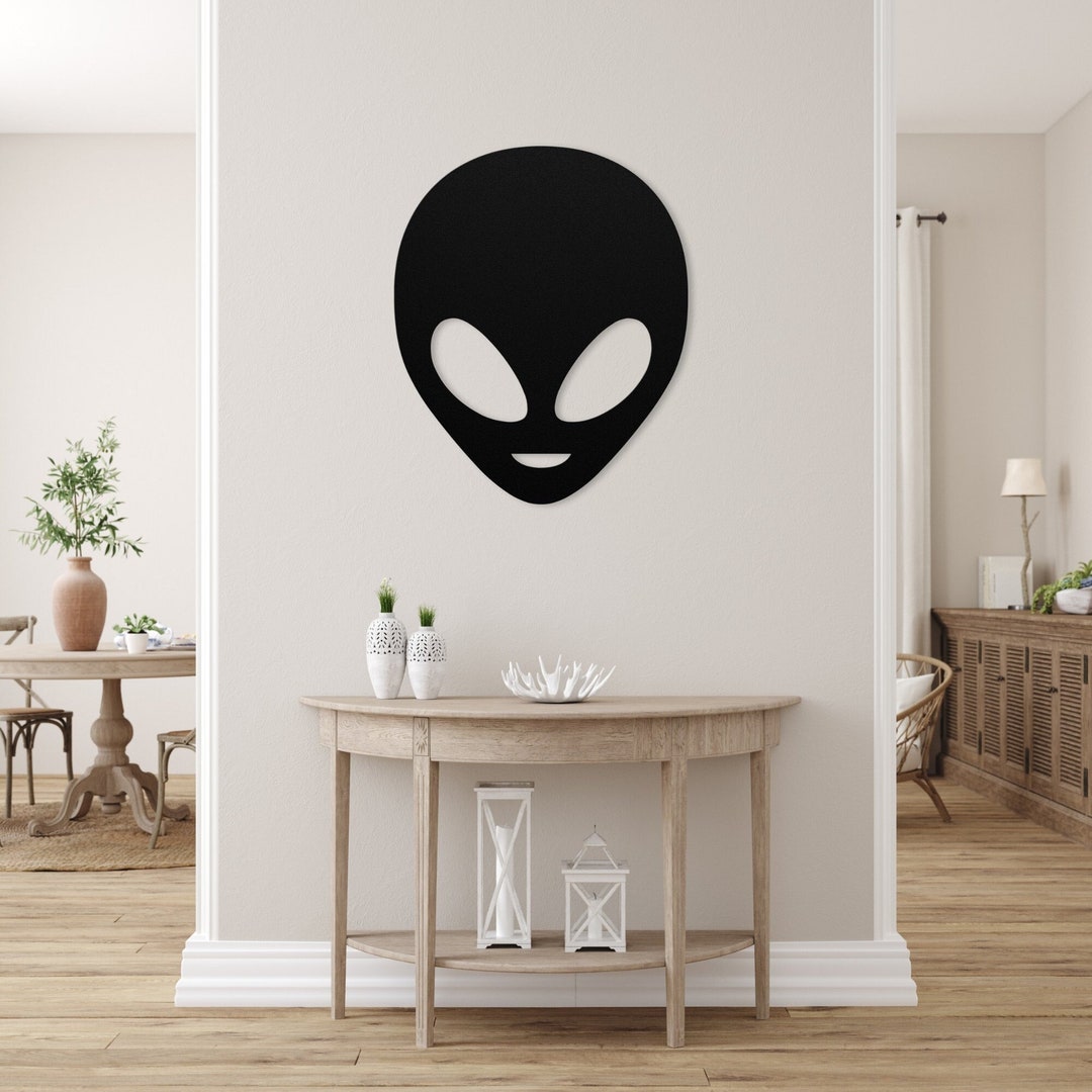 Alien Metal Wall Art, Alien Lover Metal Sign, Alien Head Room Decor ...