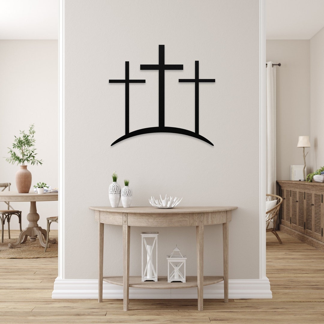 Three Crosses Metal Wall Art, Christian Home Decor - Etsy