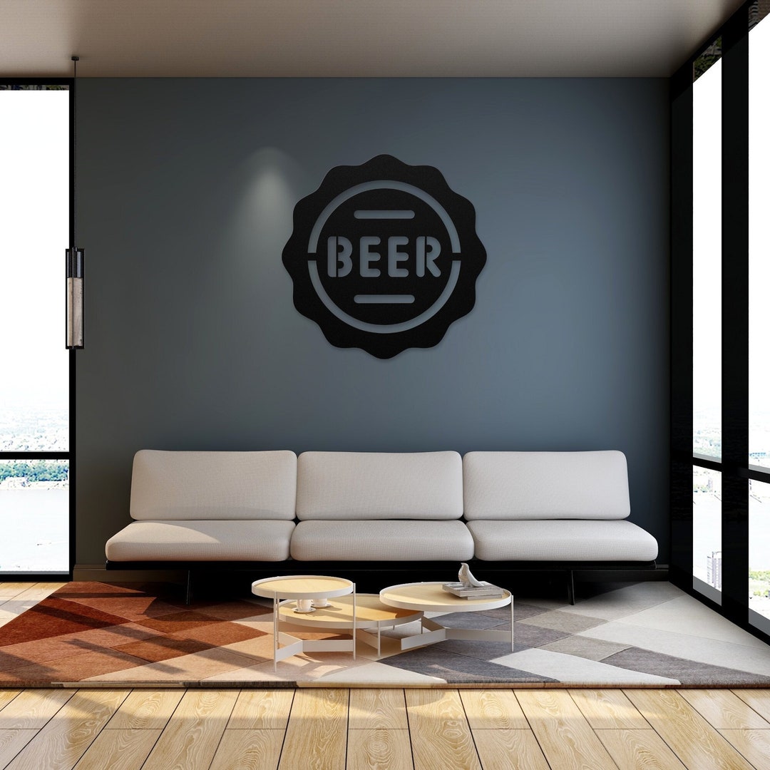 Beer Metal Wall Art, Alcohol Metal Sign, Beer Cap Wall Decor, Home Bar ...