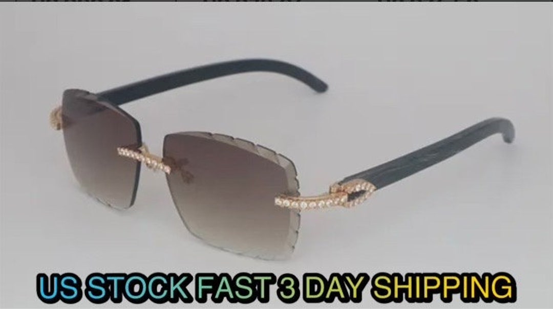 Black Buffalo Horn Sunlasses Moissanite Stones With Size 58 Carved ...