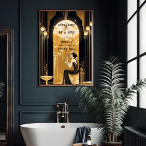 Bathroom Wall Art Deco Print Picture Vintage Maximalist Wall Art Toilet ...
