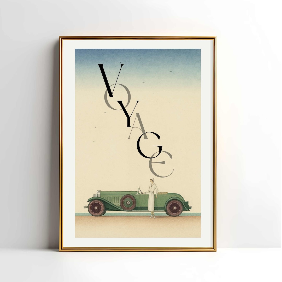 Art Deco Travel Vogue Style Poster Vintage Car Wall Art Fashionable ...