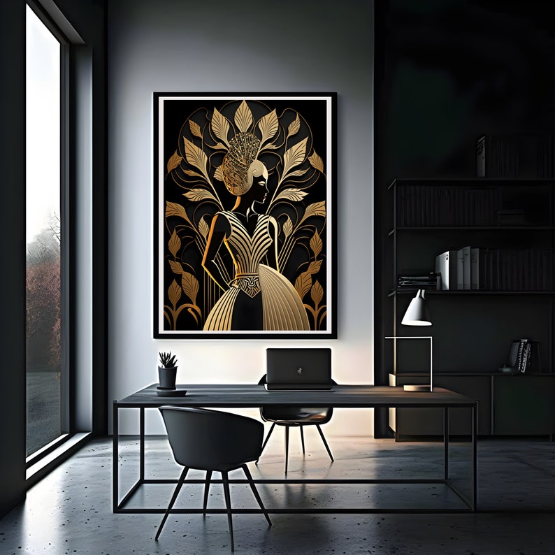 Gold Art Deco Woman Poster, High-gloss Print - Etsy