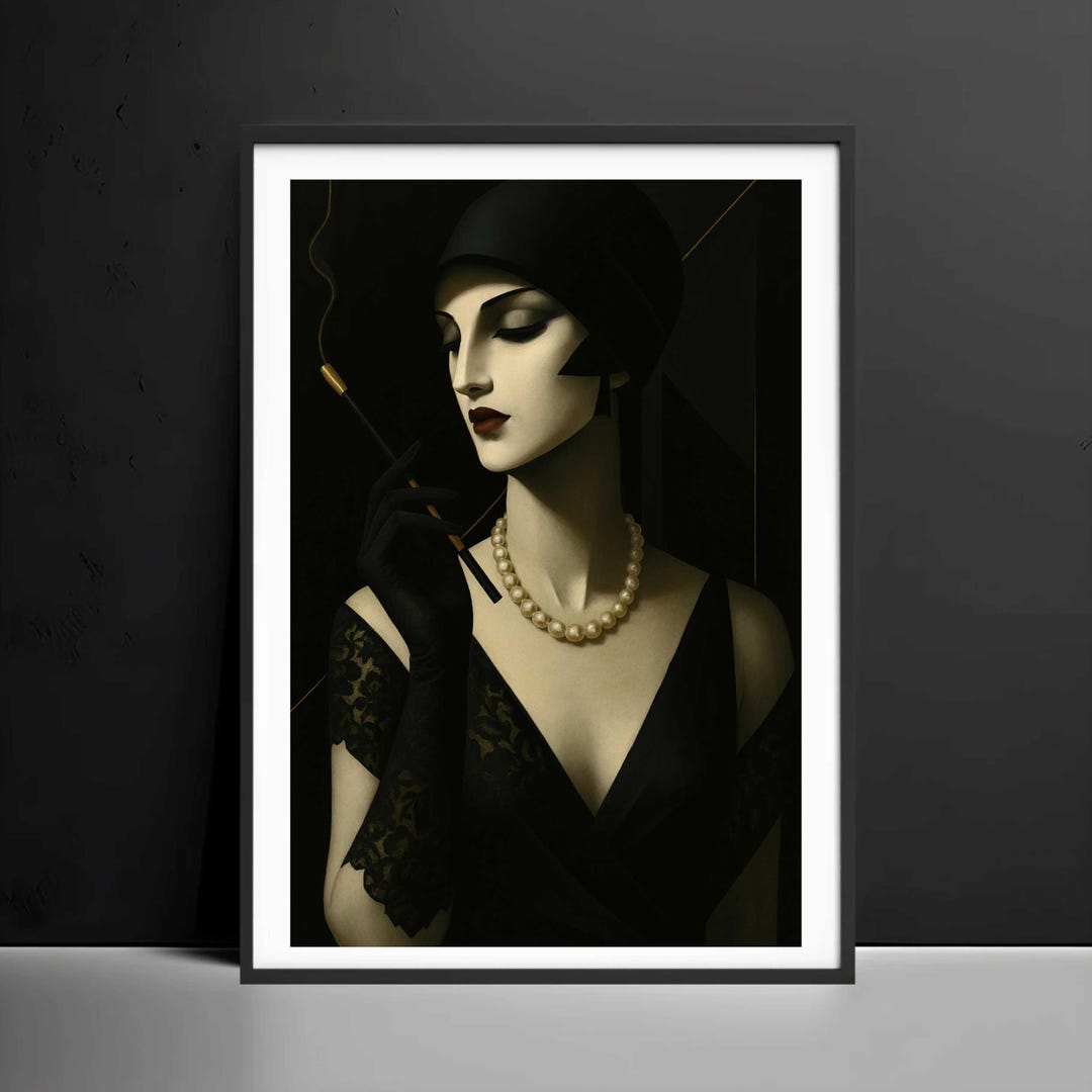 Art Deco Wall Art Retro Glam Poster Dark Elegant Woman Print Vintage ...