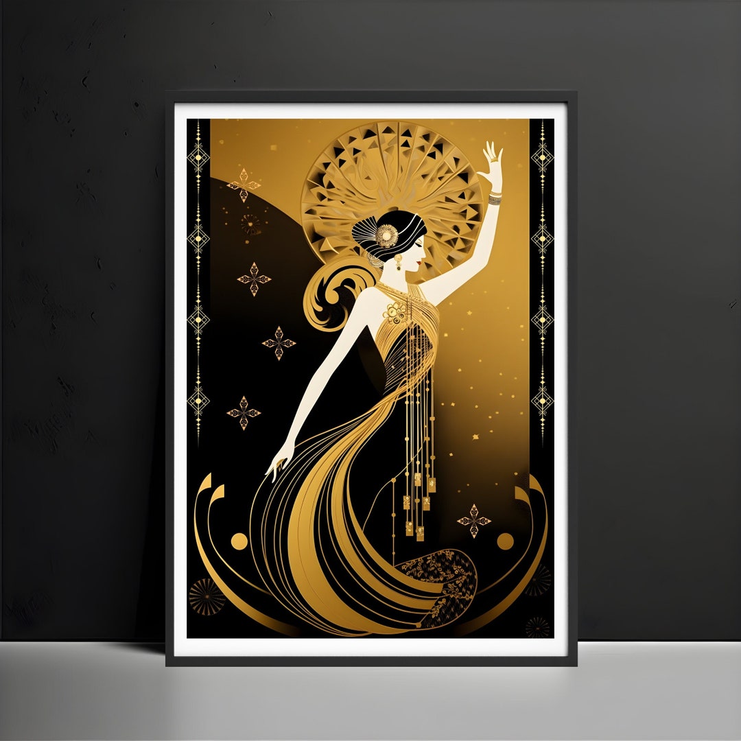 Art Deco Wall Art Print, Luxury Art Deco Prints, Gold Art Deco Poster ...