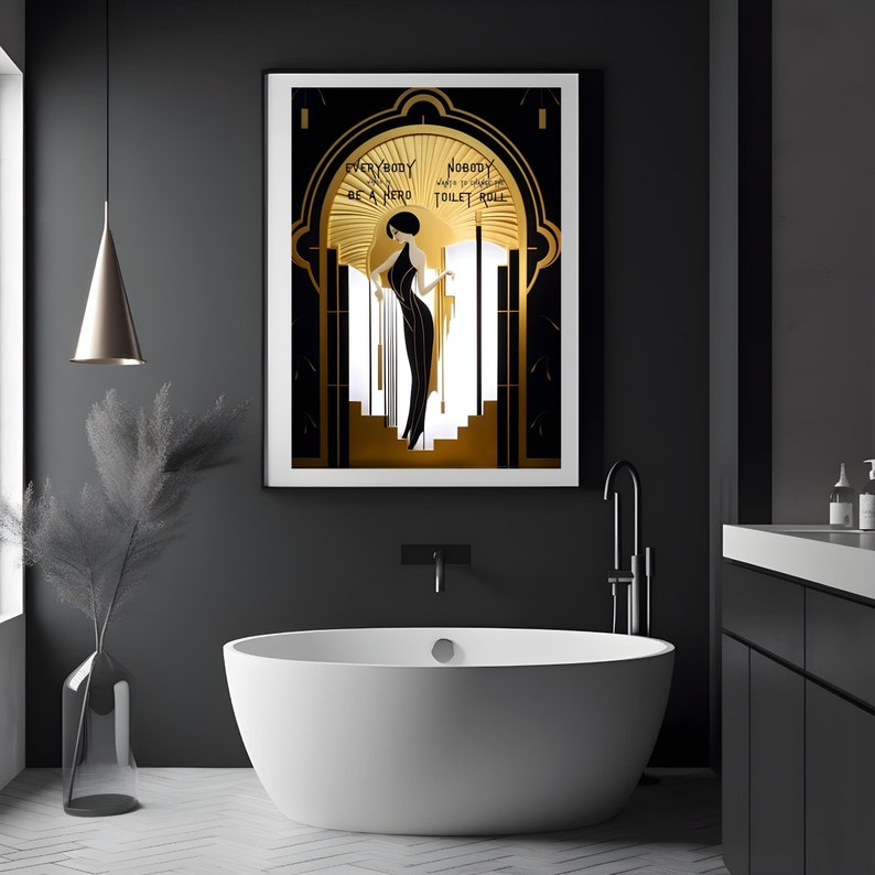 Bathroom Art Deco Wall Art - Funny Bathroom Wall Art, Vintage Poster ...