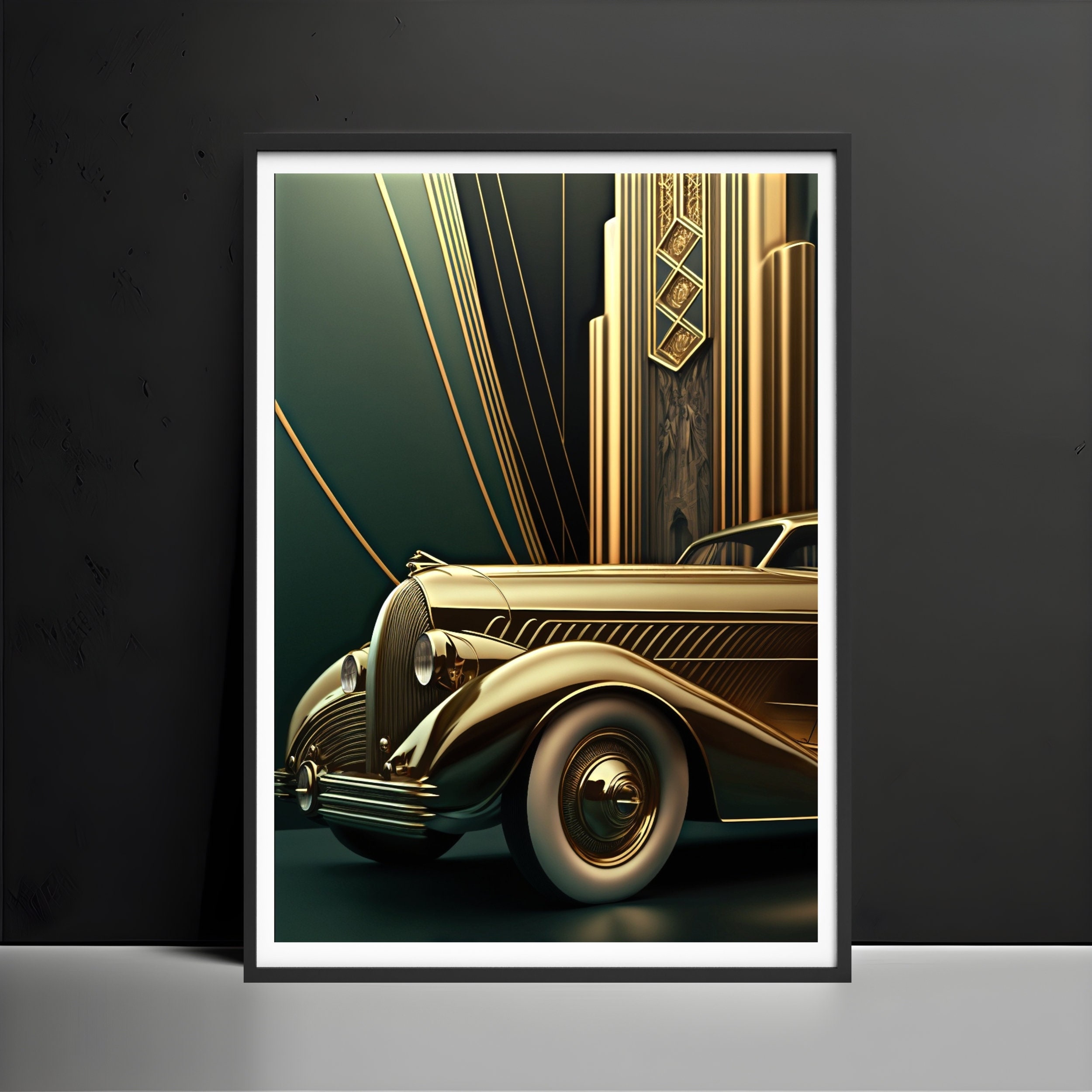 Golden Art Decor Prints,art Deco Wall Decor, Vintage Luxury Car Art ...