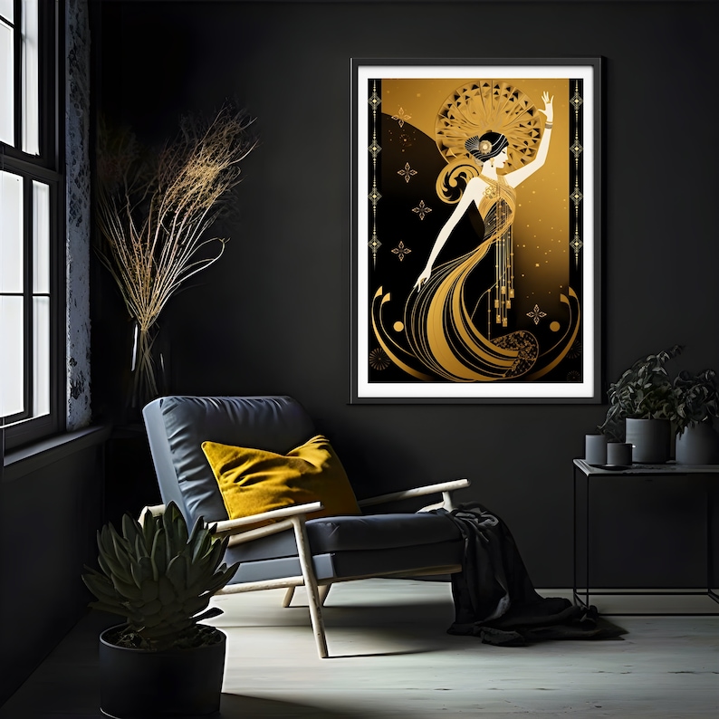Art Deco Wall Art Print, Luxury Art Deco Prints, Gold Art Deco Poster ...