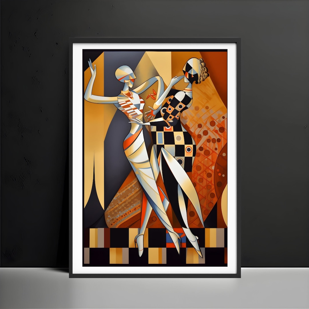 Art Deco Dancers Wall Art Geometric Ballet Print Modern Cubist Dance ...