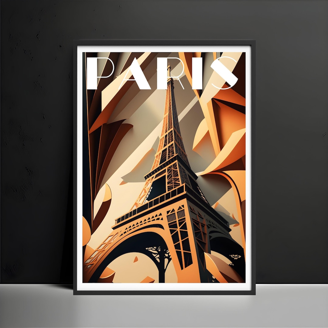 Eiffel Tower Paris Art Deco Prints Wall Decor Vintage Paris Travel Poster Art Print Vintage Car ...