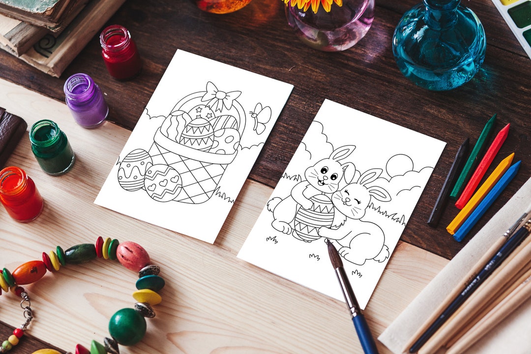 Easter Coloring Bundle SVG, Coloring Page, Digital Cut File ...