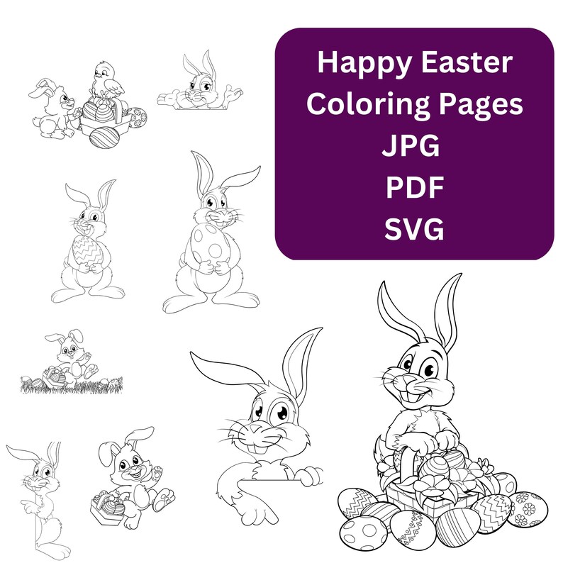 Easter Coloring Bundle, Digital Cut File, Printable, Instant Download ...