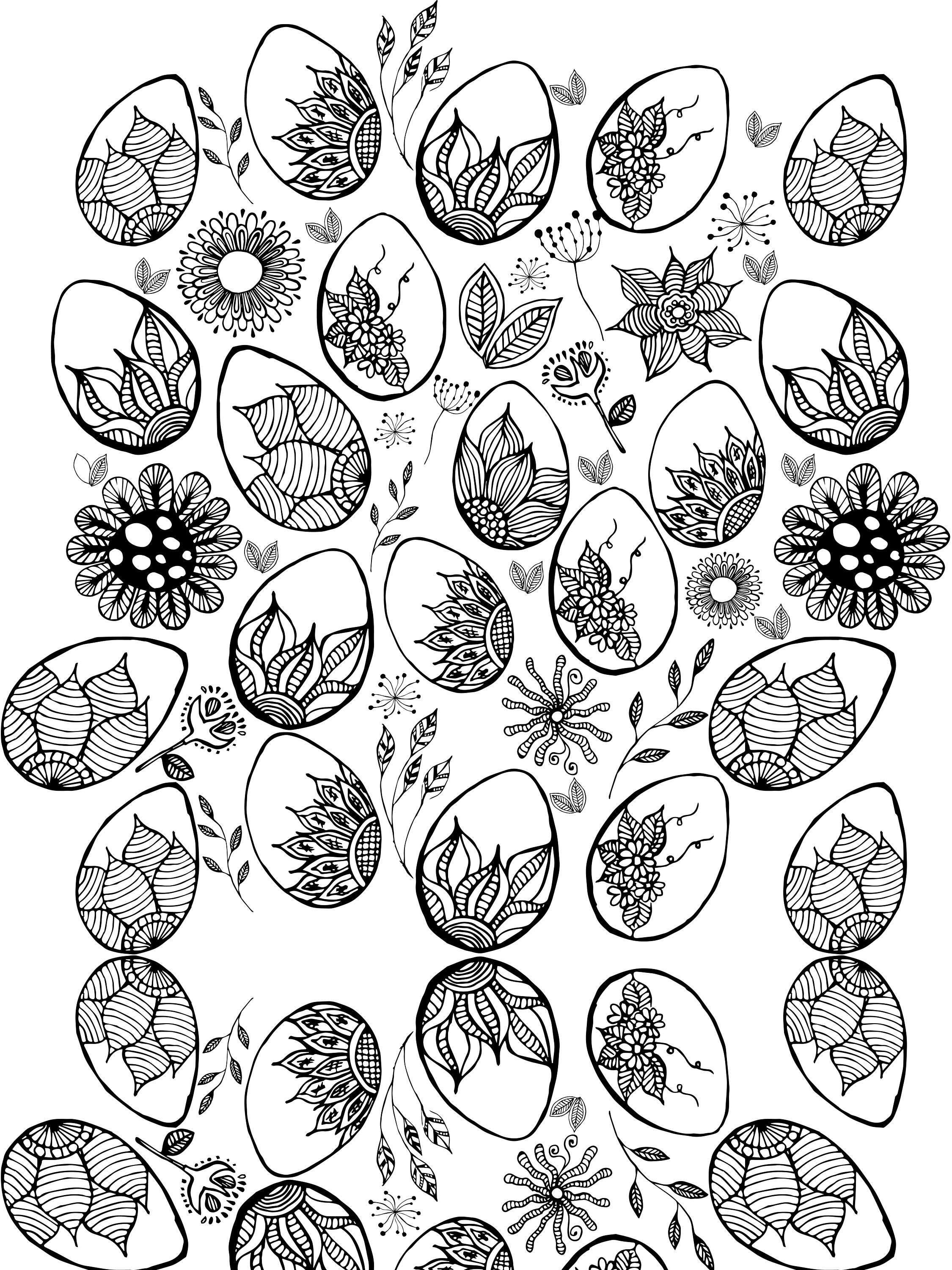 Easter Coloring Bundle SVG, Coloring Page, Digital Cut File ...