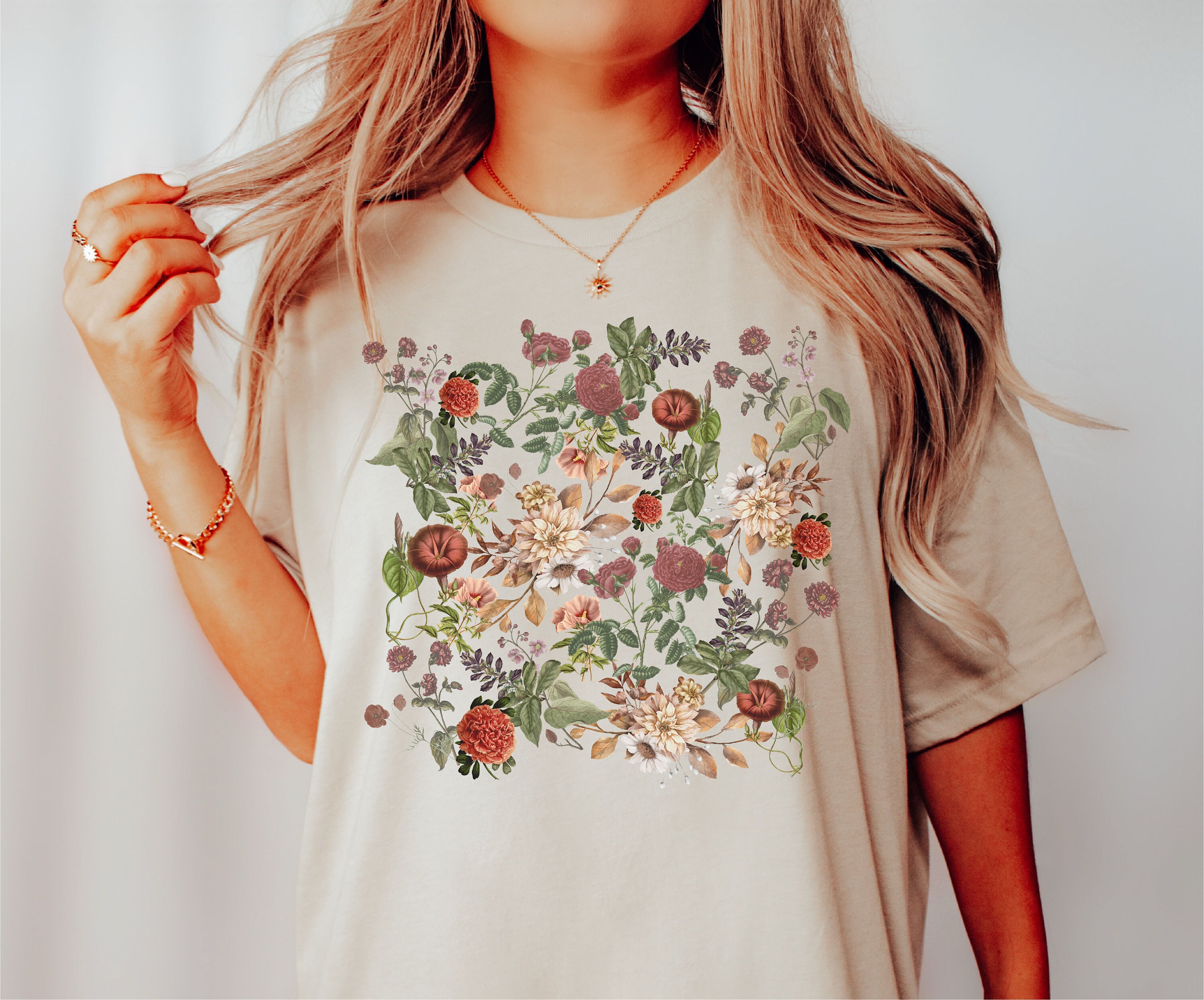 Pressed Flower Vintage Cottage Core Shirts Cottage Core Clothing Wild ...