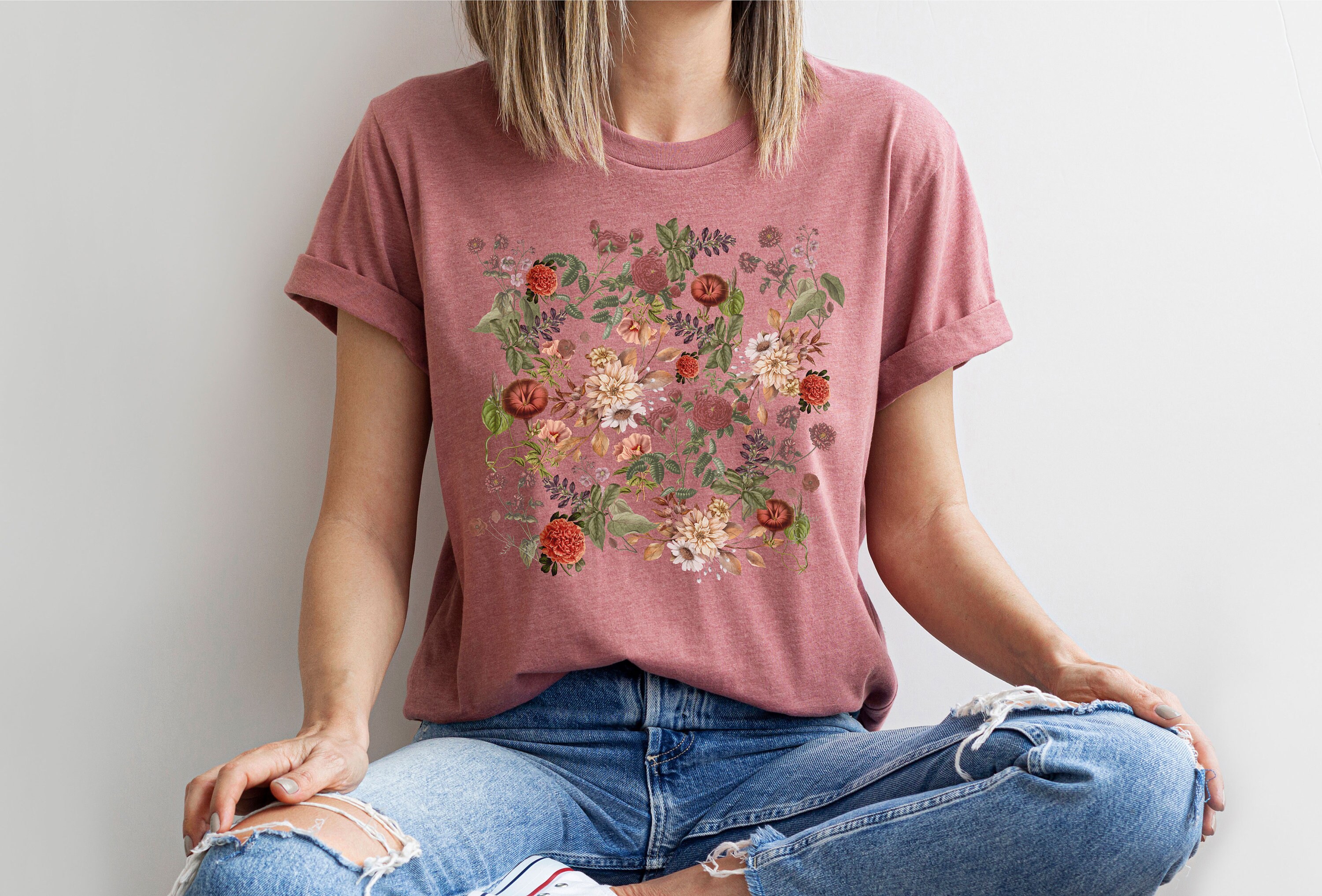 Pressed Flower Vintage Cottage Core Shirts Cottage Core Clothing Wild ...