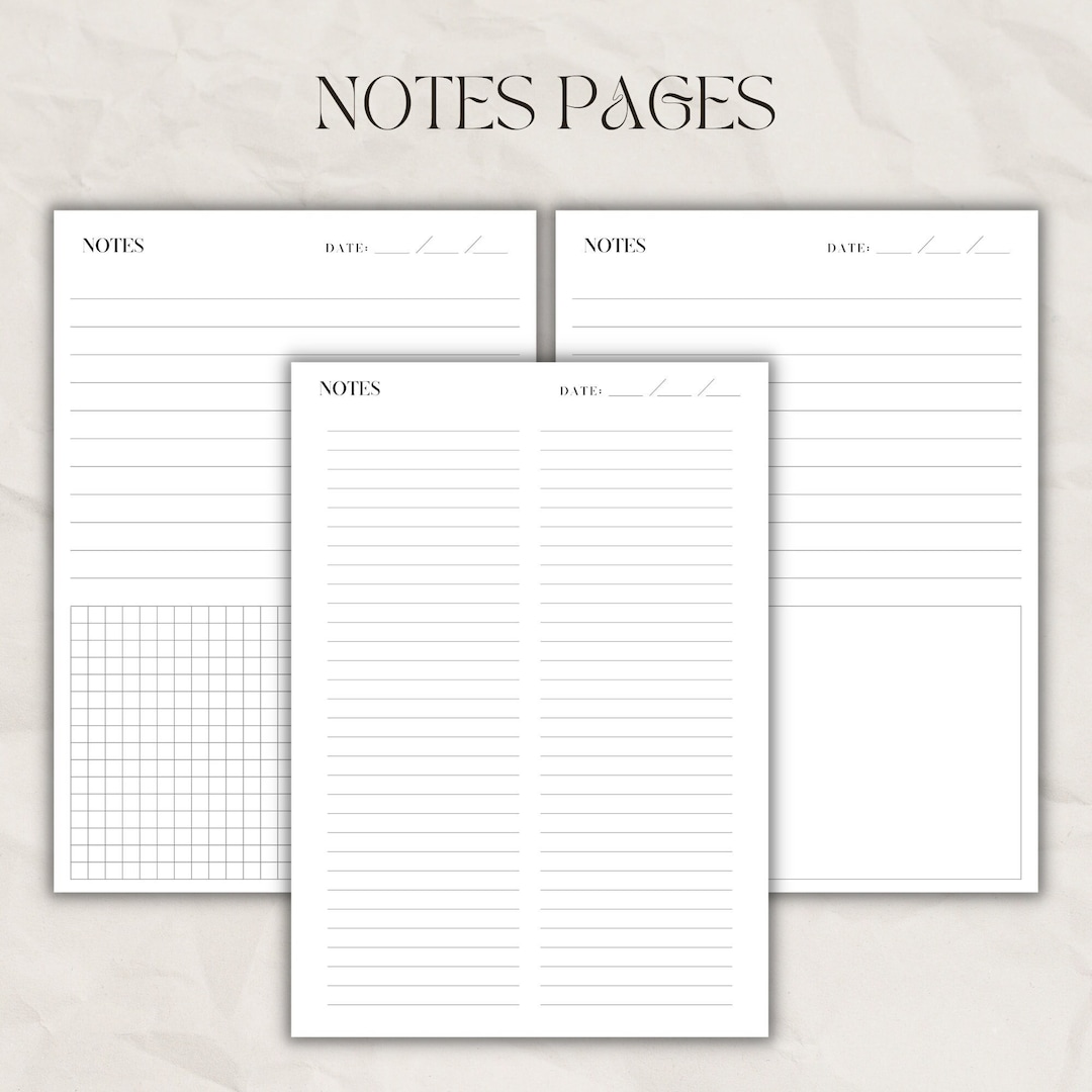 Printable Notes Page Notes Template Notes Planner Insert - Etsy