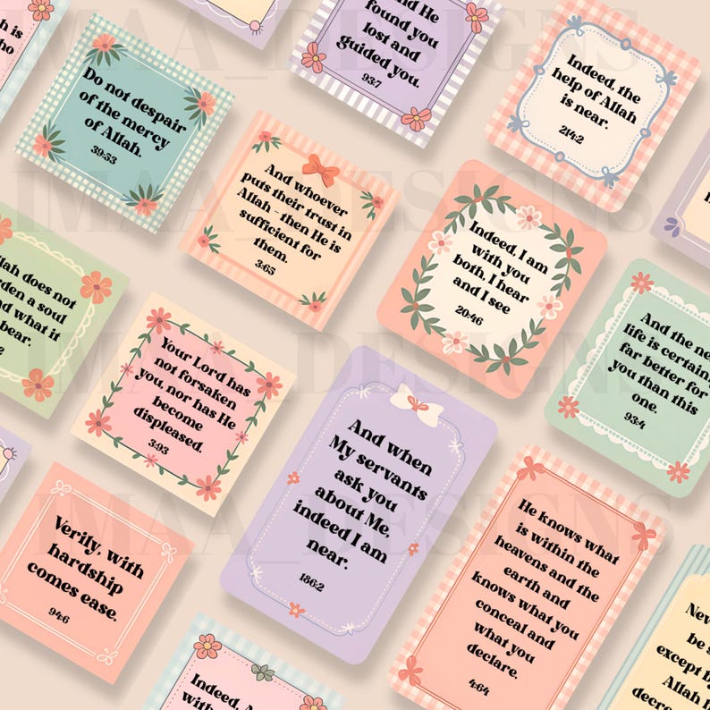 18 Islamic Affirmation Cards, Quran Quote Cards, Islamic Daily ...