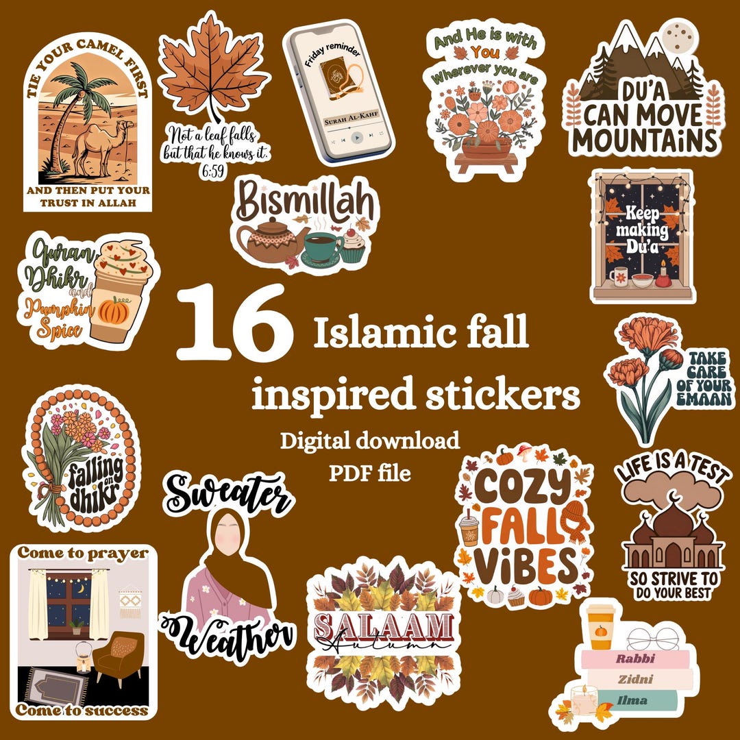 Islamic Fall Inspired Stickers, Islamic Digital Stickers, Hijabi ...