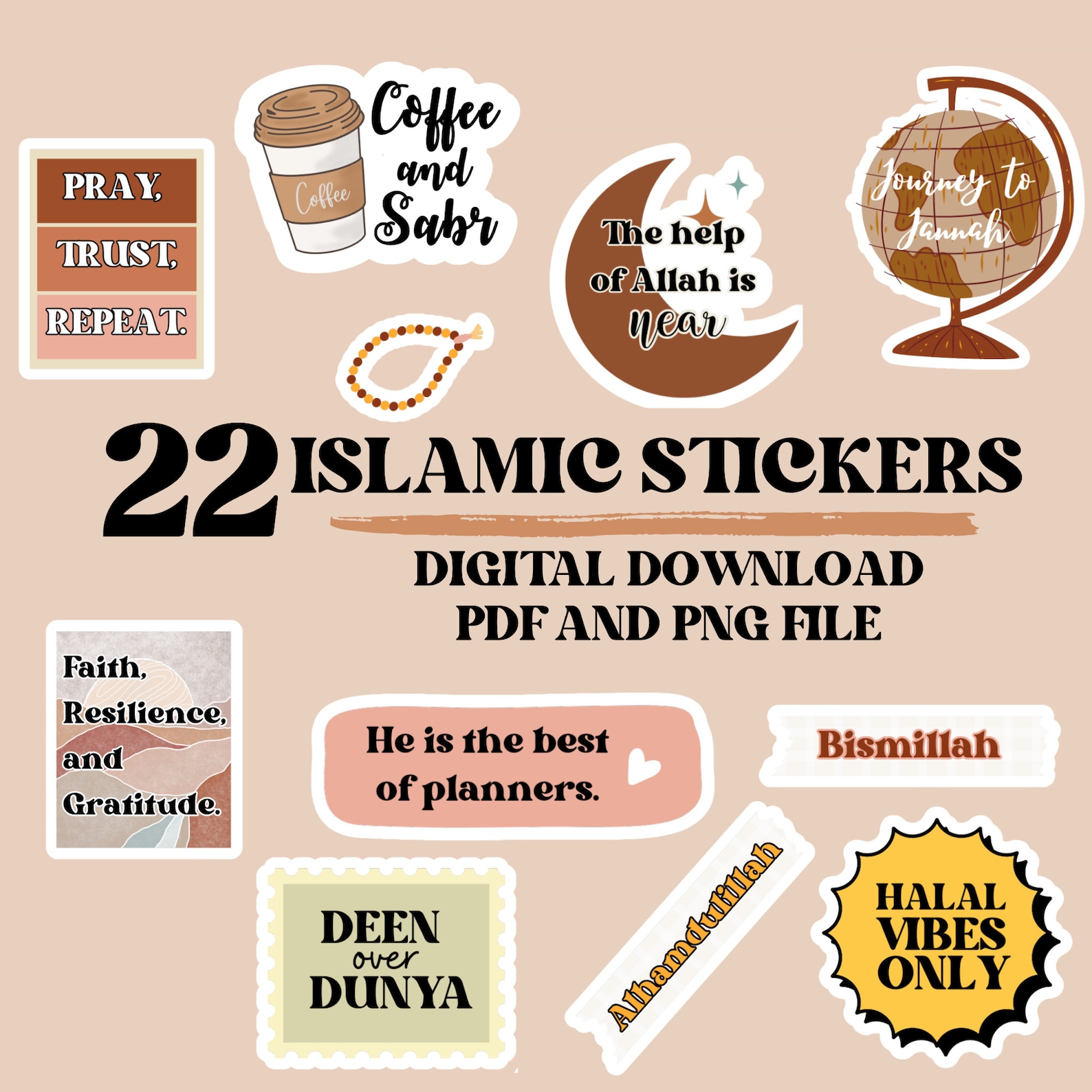 Islamic Digital Stickers, Islamic Stickers, Quran Quotes, Hijab Digital ...