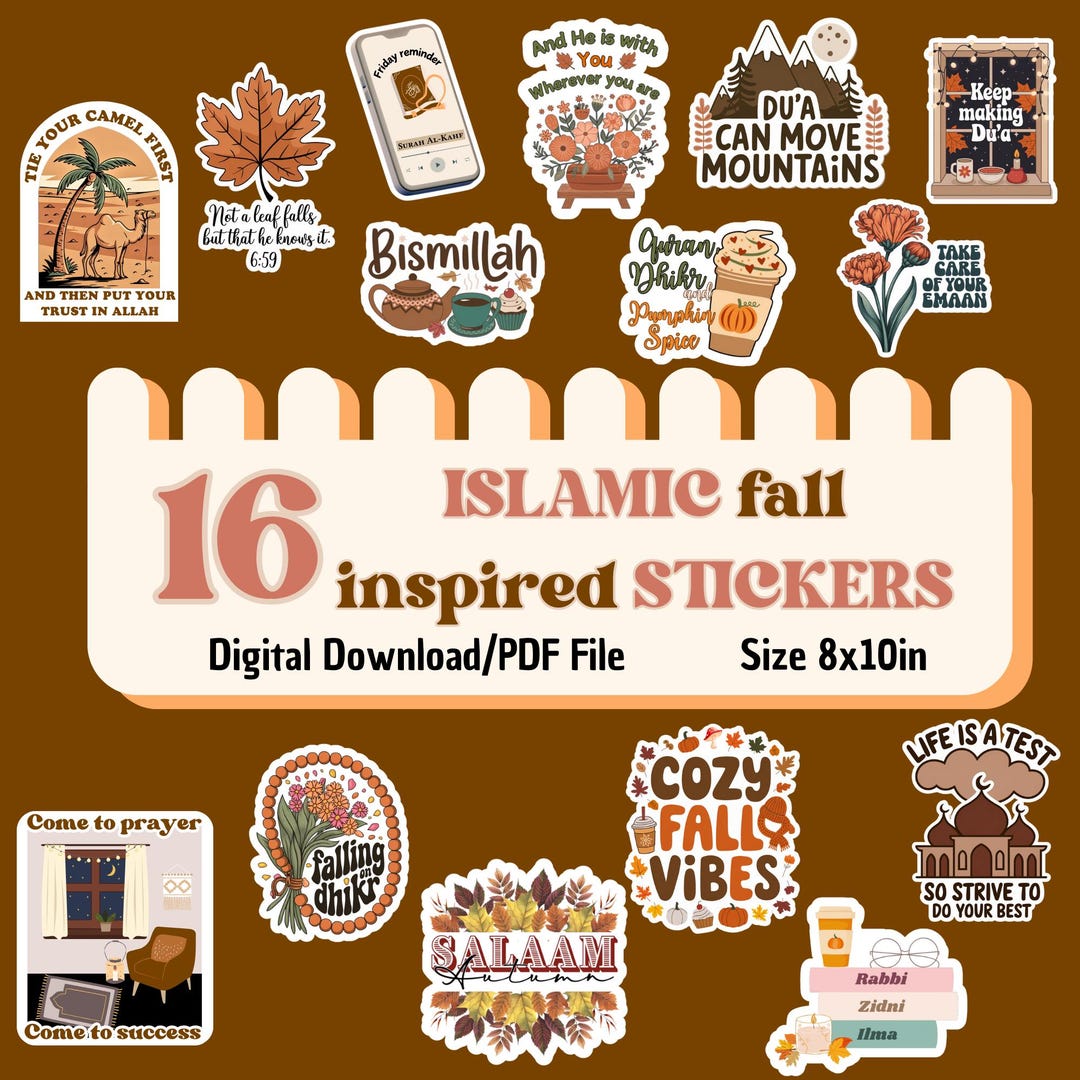 Islamic Fall Inspired Stickers, Islamic Digital Stickers, Hijabi ...