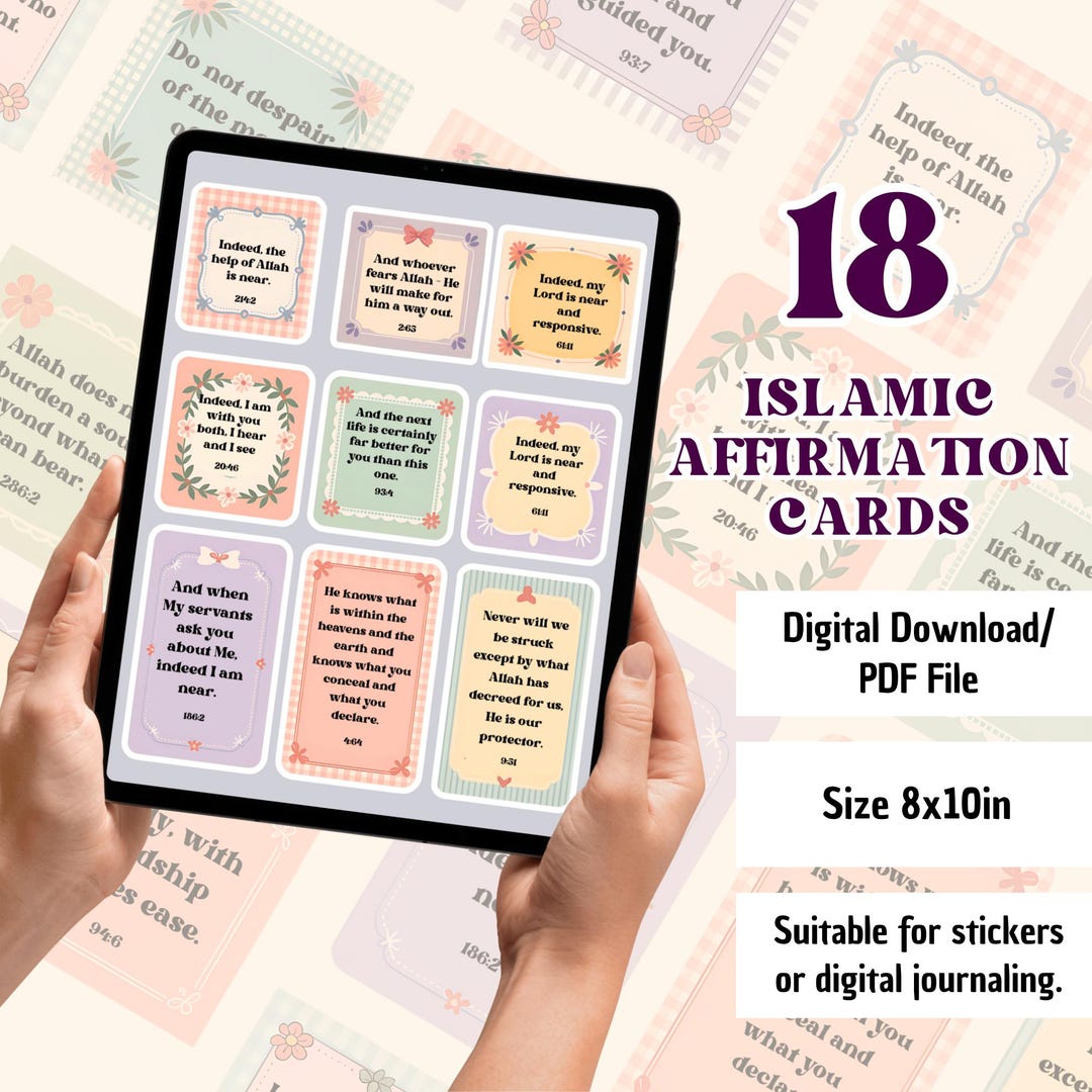 18 Islamic Affirmation Cards, Quran Quote Cards, Islamic Daily ...